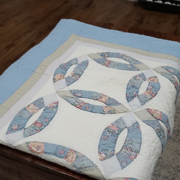 Bedding | Retro Patchwork Quilt Blue And Cream | Poshmark